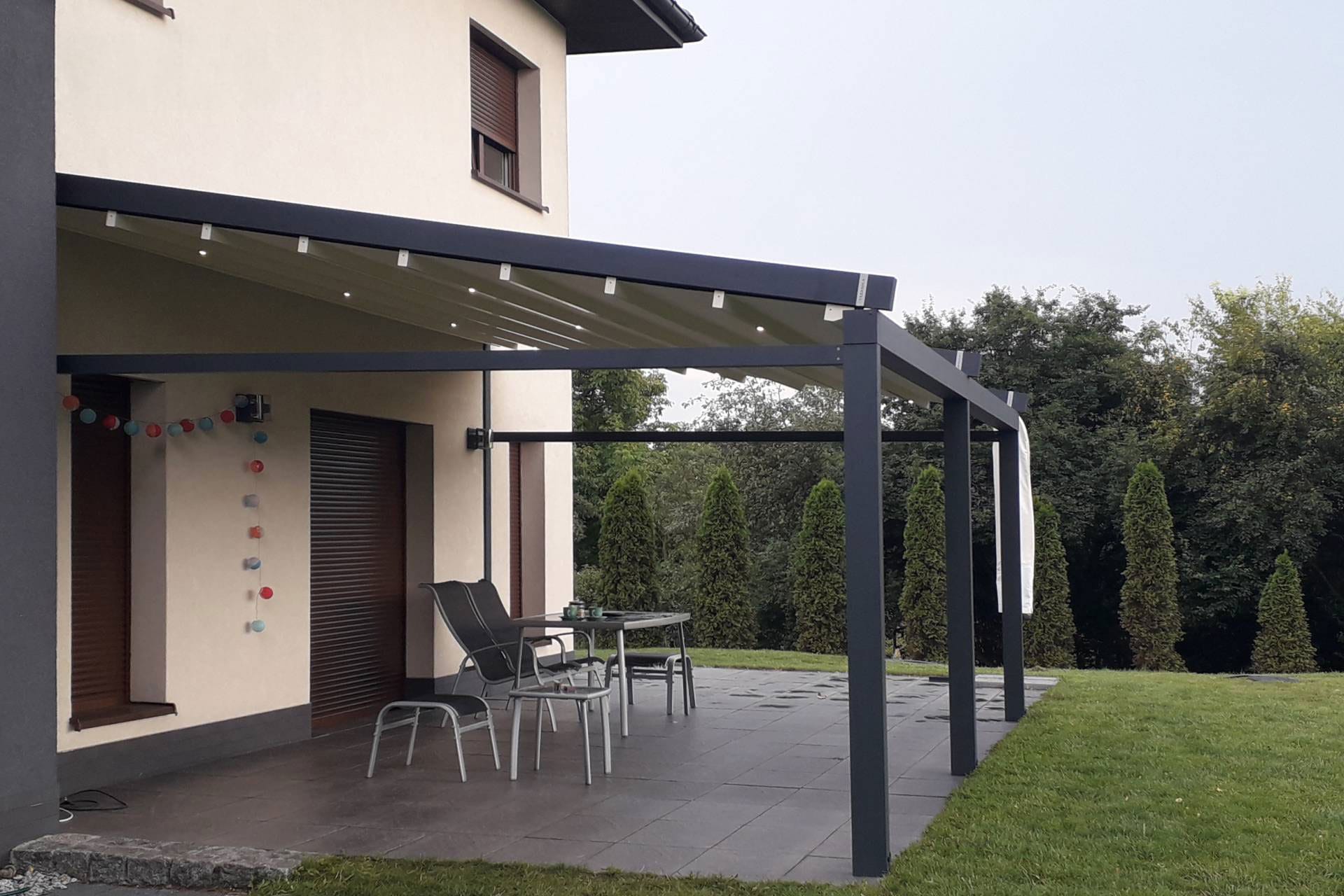4m x 4m Square Wall Mounted Elegancy Retractable Roof Pergola - Instashade