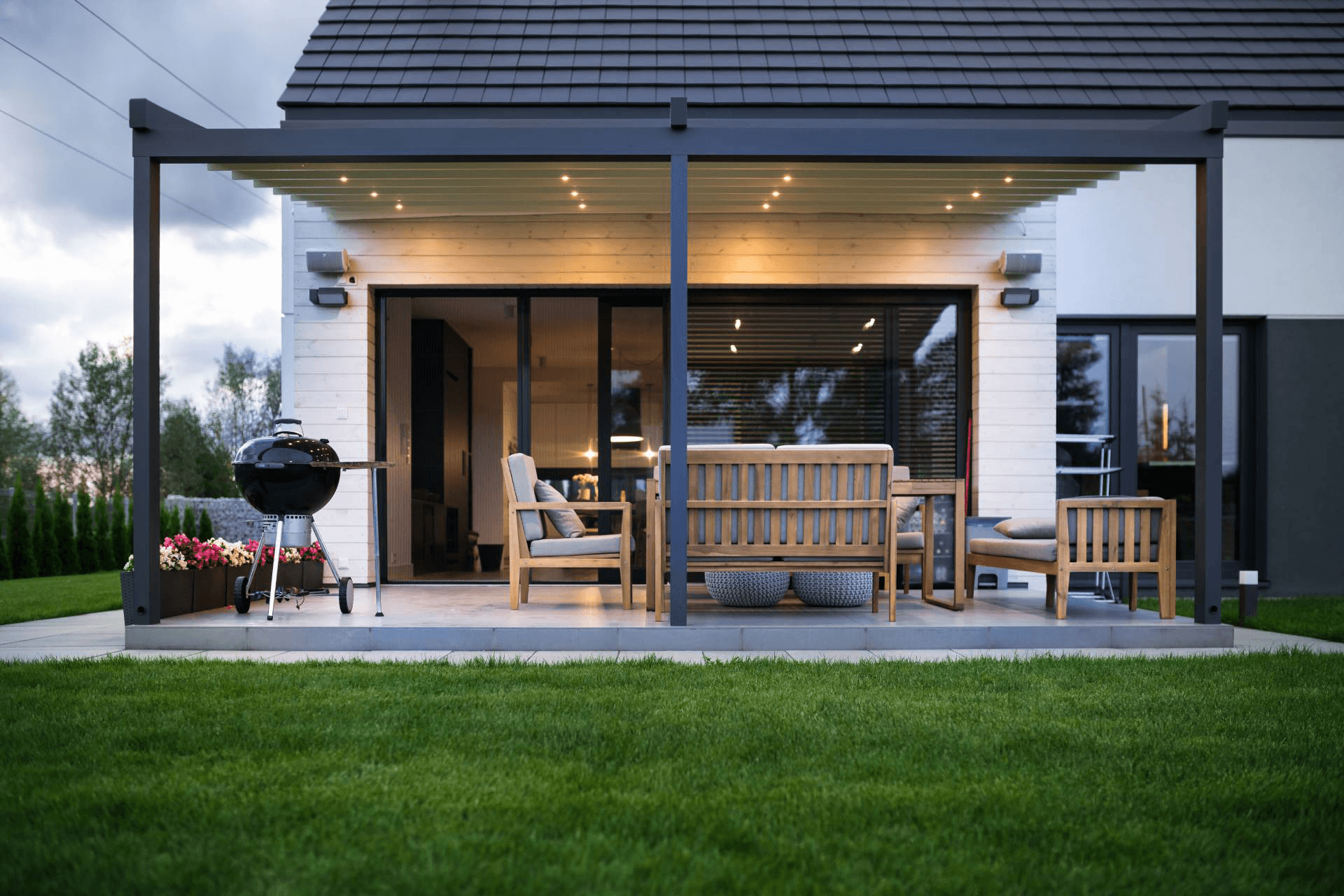 5m x 3m Rectangular Wall Mounted Elegancy Retractable Roof Pergola ...