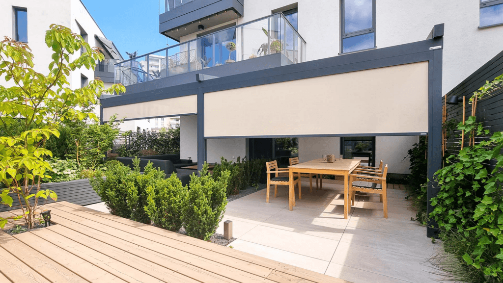 6m x 4m Rectangular Wall Mounted Elegancy Retractable Roof Pergola ...