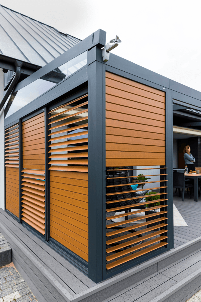 7m x 4m Rectangular Wall Mounted Elegancy Retractable Roof Pergola ...