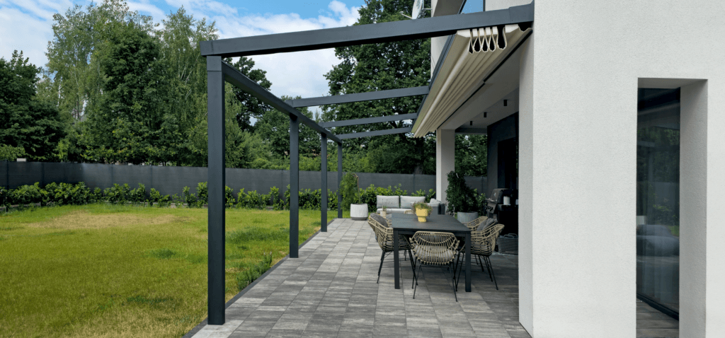 7m x 4m Rectangular Wall Mounted Elegancy Retractable Roof Pergola ...