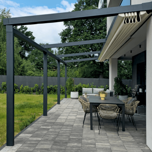 7m x 4m Rectangular Wall Mounted Elegancy Retractable Roof Pergola ...